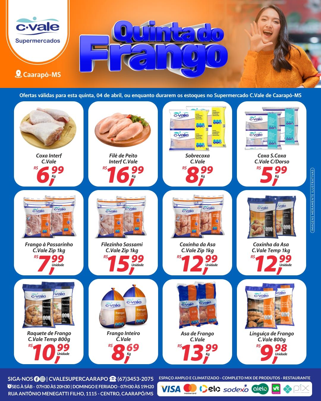 Confira as ofertas para essa quinta-feira do frango no C-Vale Supermercados