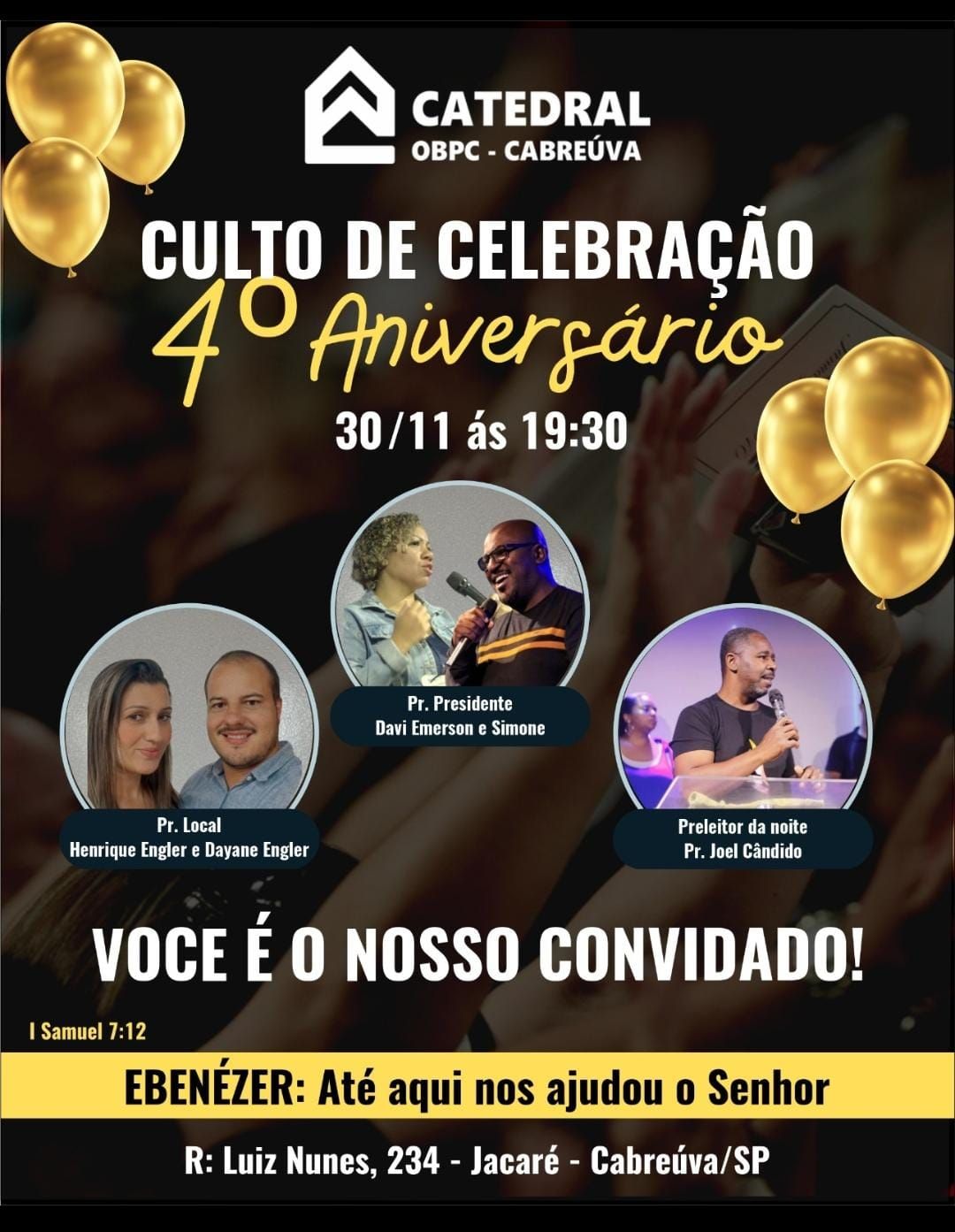 Igreja Catedral OBPC-Cabreúva celebra 4º aniversário com culto especial