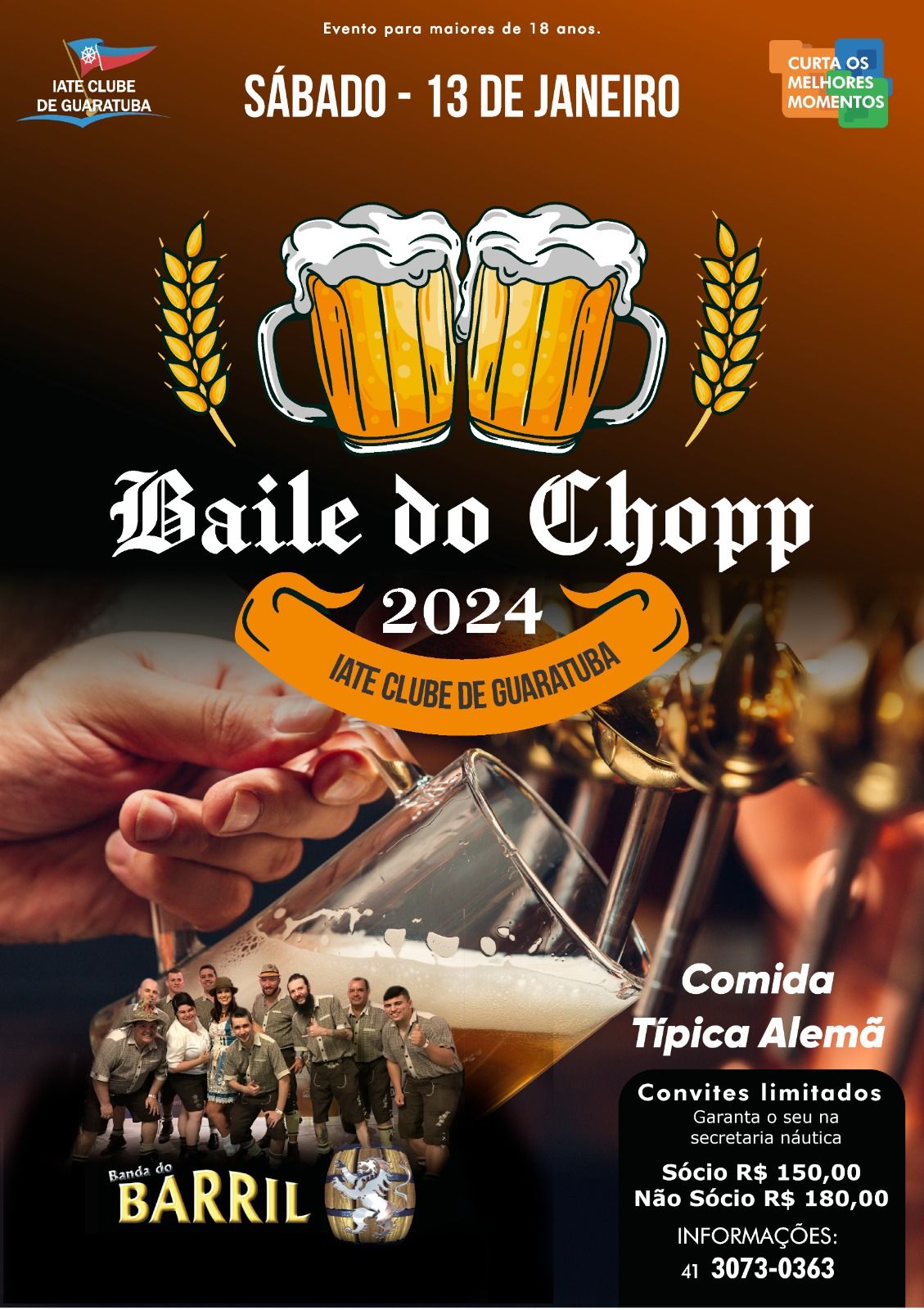 Iate Clube realiza o Baile do Chopp neste sábado (13)