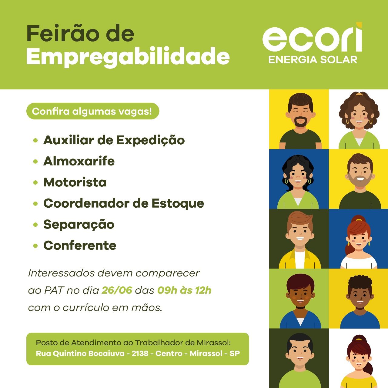 Mutirão de Empregos no PAT Mirassol em parceria com a Ecori é nesta quarta